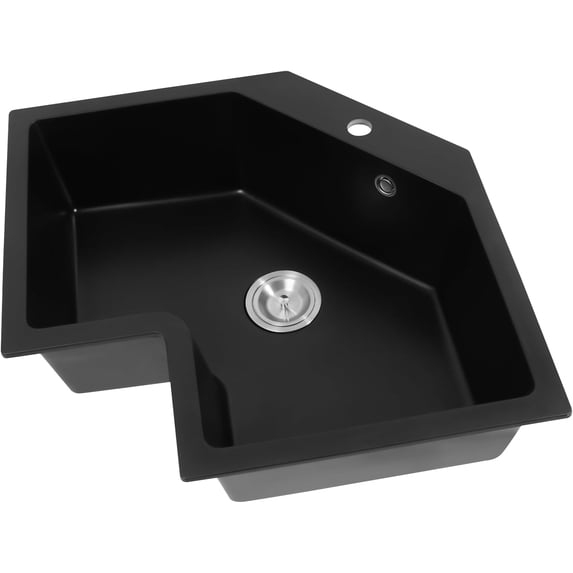 26 Inch Black Corner Kitchen Sink, Butterfly Design Drop-in 304 ...