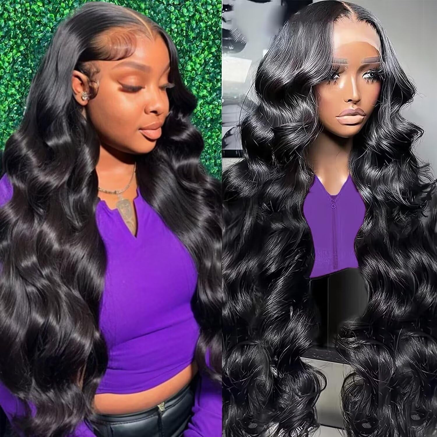 26 Inch Body Wave Lace Front Wigs Human Hair 180 Density 13x4 HD ...