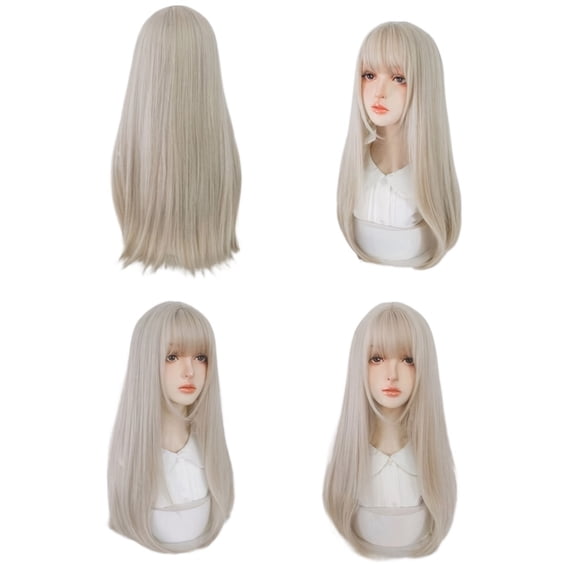 26-Inch Coral Pink Synthetic Straight Hair Wigs for Daily Use - Elegant ...