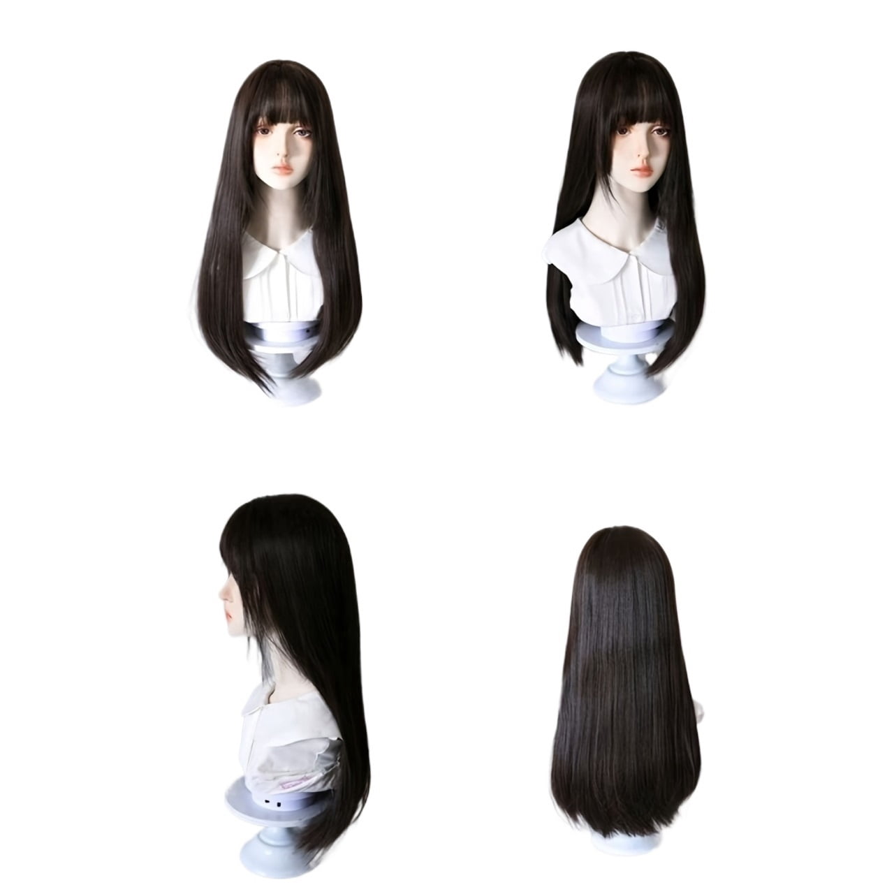 26-Inch Coral Pink Synthetic Straight Wig for Daily Use - Elegant Long ...