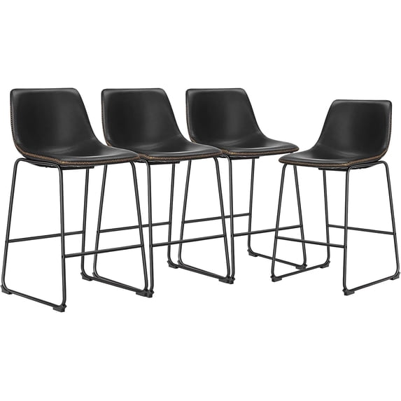 26 Inch Counter Height Bar Stools Set of 4, Modern Faux Leather High ...