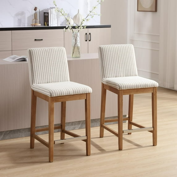 26 Inch Counter Stools Set of 2, Mid-Century Modern Style with Wood ...