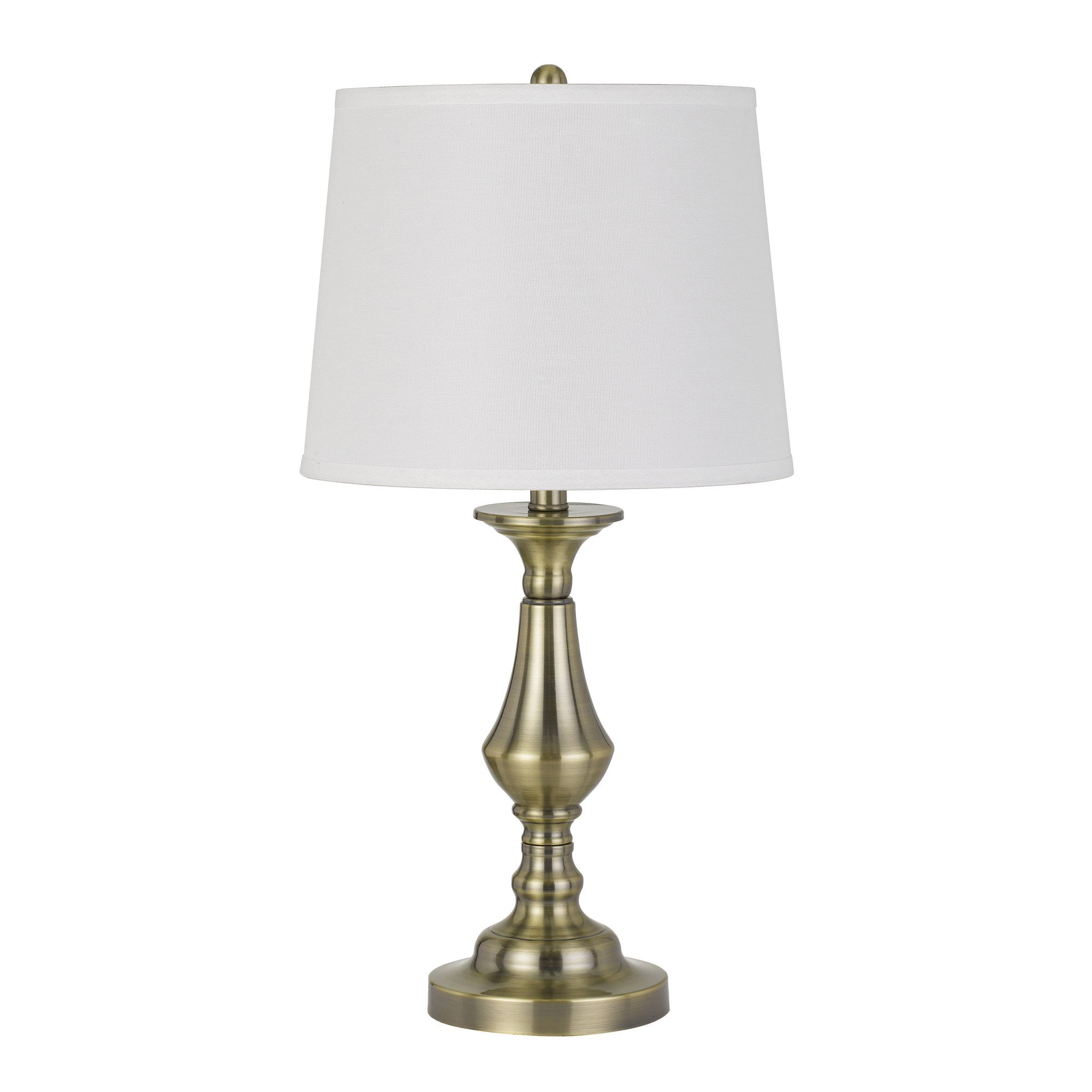 Benzara Turned Pedestal Style Stand Metal Table Lamp, Set of 2, Brass ...