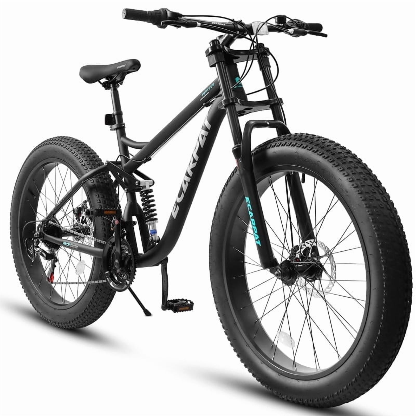 26 Inch Fat Tire Mountain Bikes, Dual Full Suspension 21 Speed, 4-Inch ...