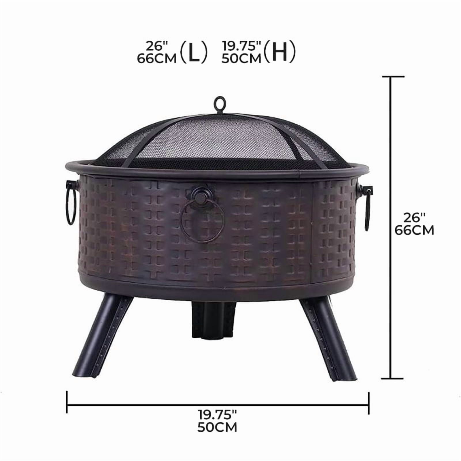 26 Inch Fire Pits for Outside Wood Burning Firepit with Fire Pit Poker ...