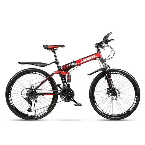 26 Inch Folding Mountain Bike, 21 Speed Full Suspension High-Carbon ...