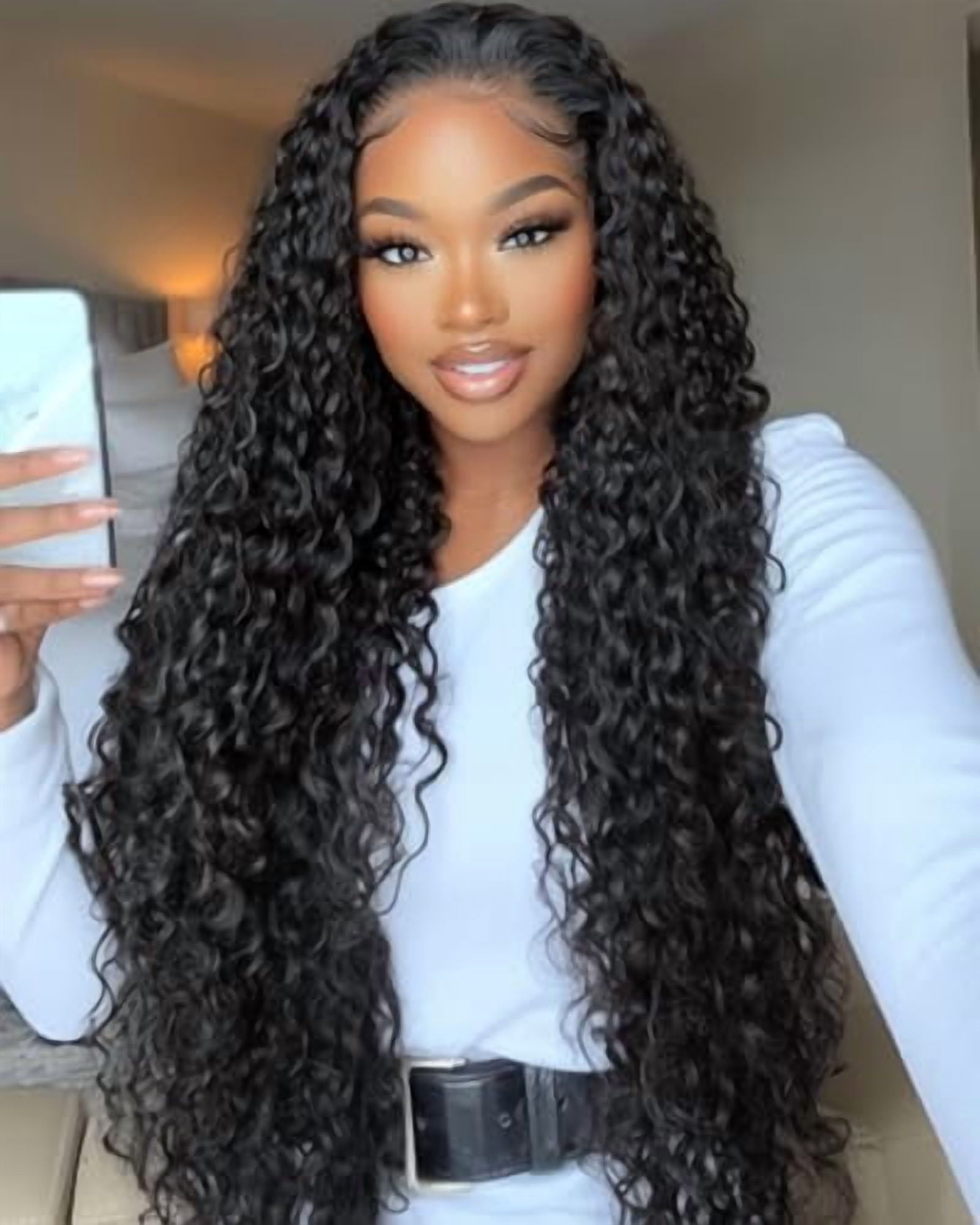26 Inch Half Wig Human Hair Deep Wave 200% Density 3 in 1 Half Wigs for ...