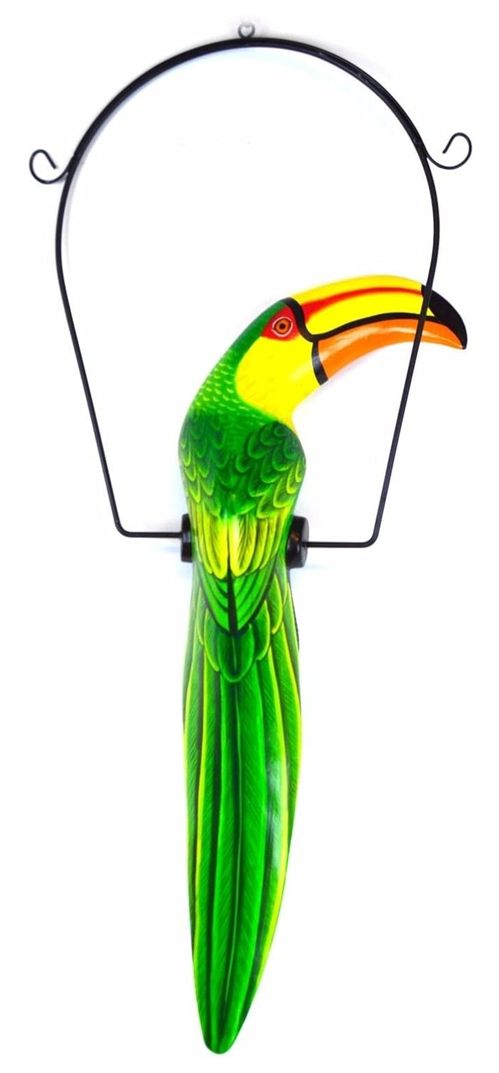 26" Inch Hand Painted Wooden Toucan Hanging Statue Green - Walmart.com