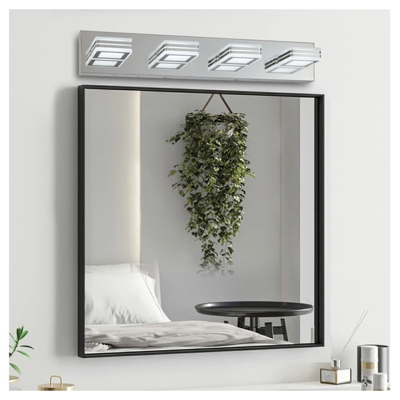 26 Inch LED Vanity Light, 4-Light Chrome Bathroom Wall Sconce, Modern ...