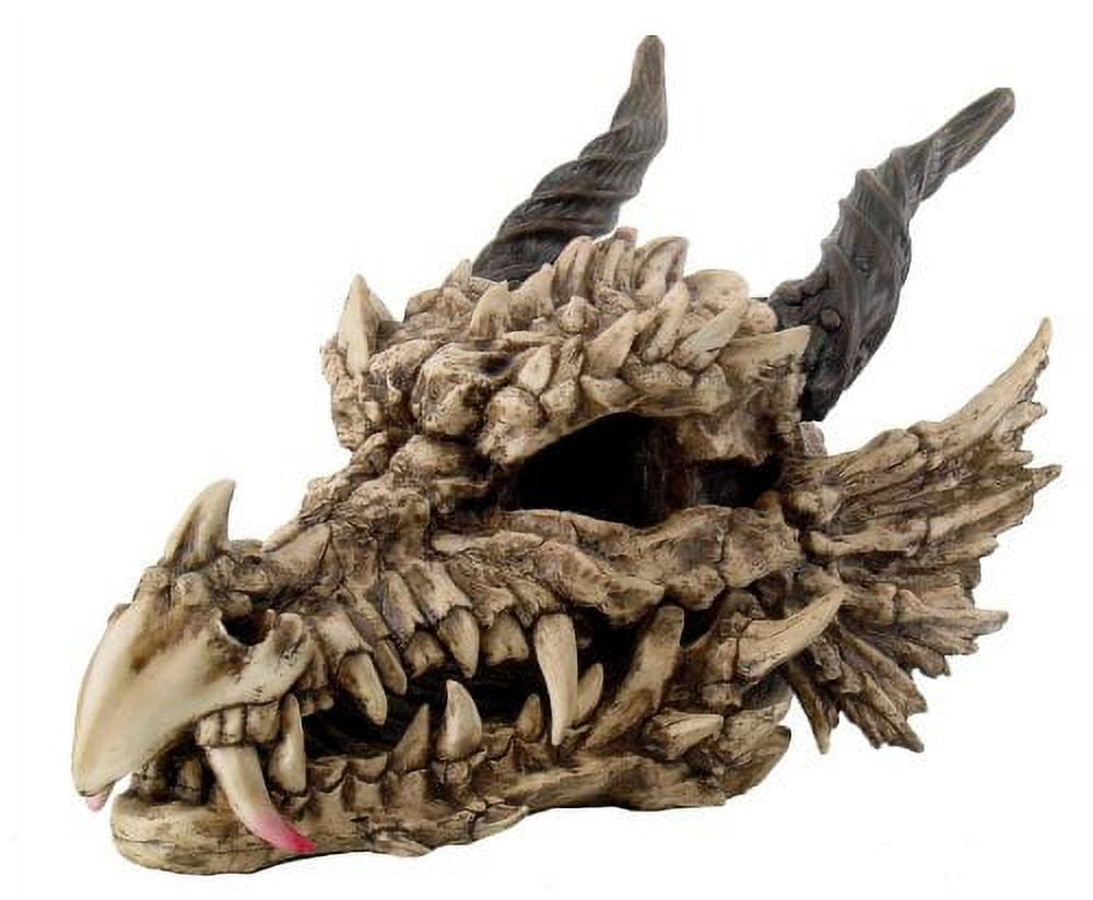PTC 26 Inch Large Dragon Skeleton Skull Statue Figurine, Resin, Fossil ...