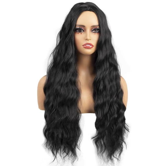 26-Inch Long Black Curly Hair Wigs for Women - High-Temperature ...