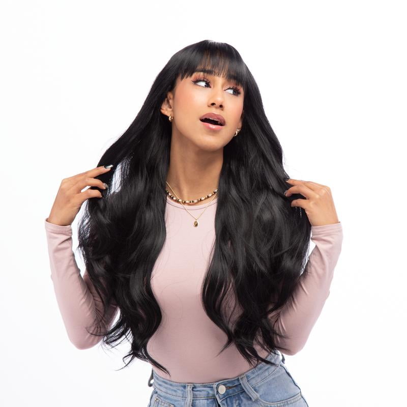 26-Inch Matte Black Gentle Wave Synthetic Wig - Walmart.com