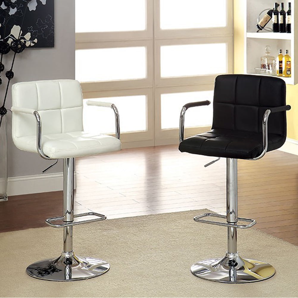 26 Inch Modern Swivel Bar Chair, White Faux Leather, Chrome Base ...