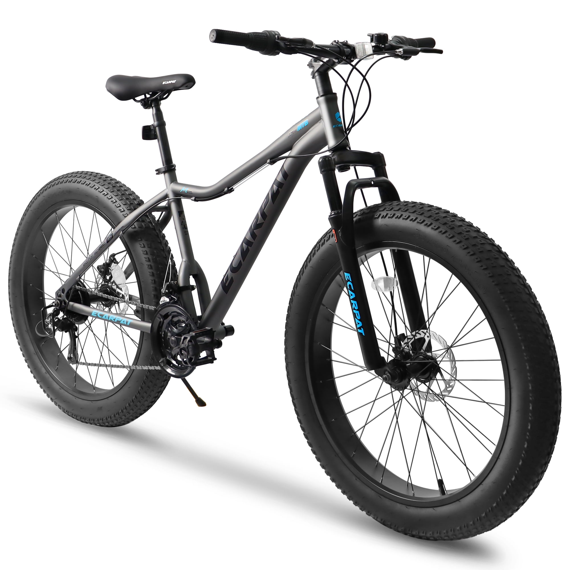 26-Inch Mountain Bike with Front Suspension, 21-Speed Disc Brakes Fat ...