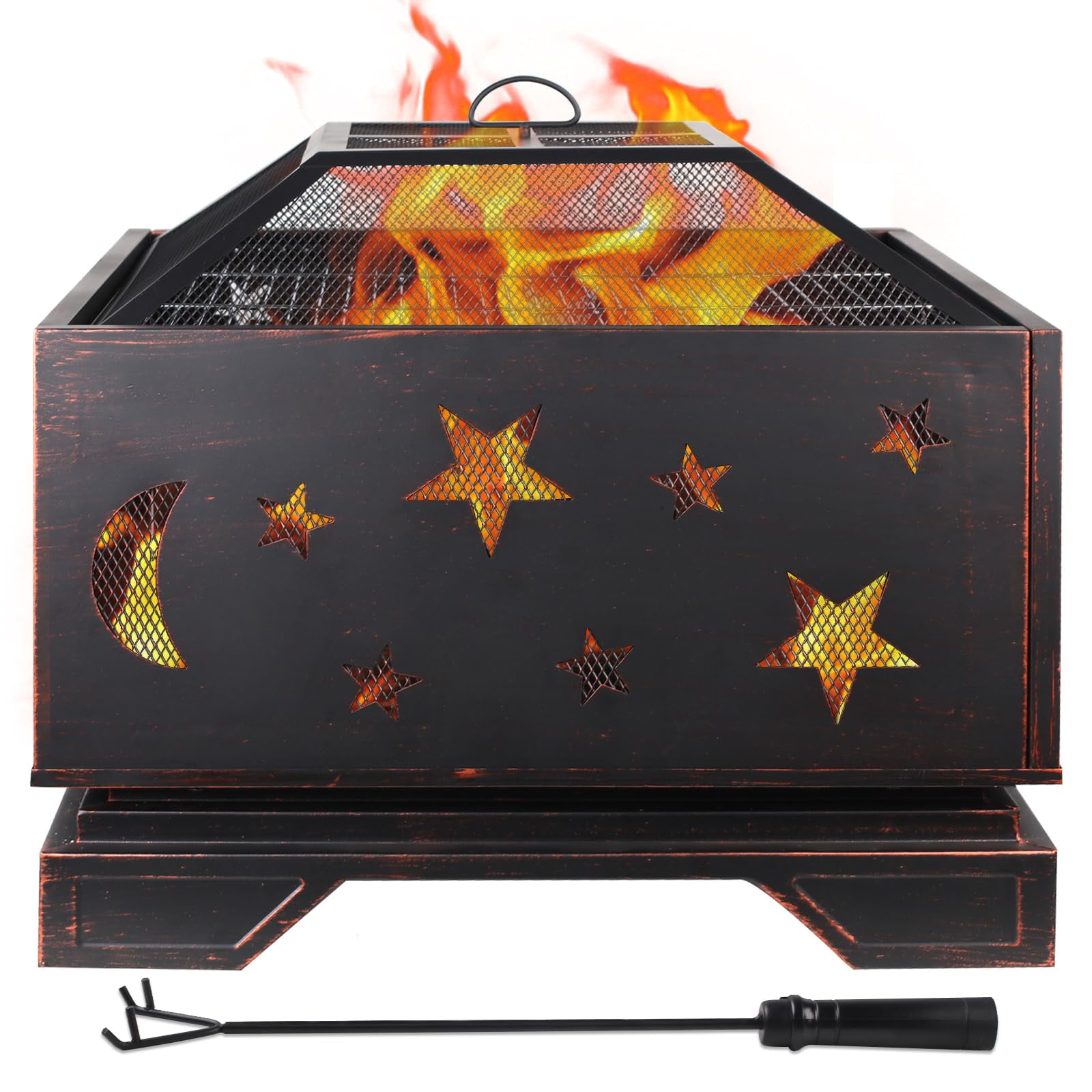 26 Inch Outdoor Fire Pit Wood Burning Fire Pit with Quick Removable ...