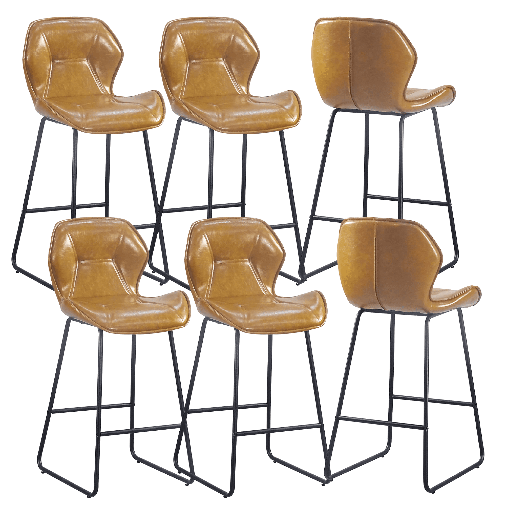 26 Inch PU Leather Dining Chairs, Counter Height with Black Metal Legs ...