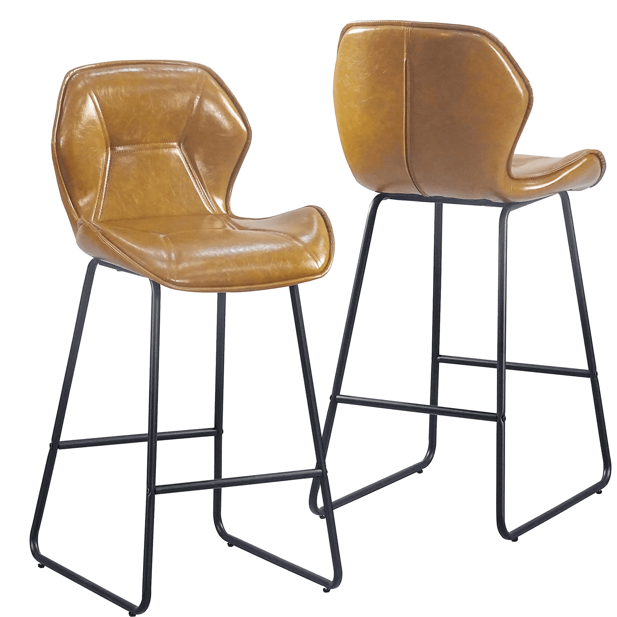 26 Inch PU Leather Dining Chairs, Counter Height with Black Metal Legs ...