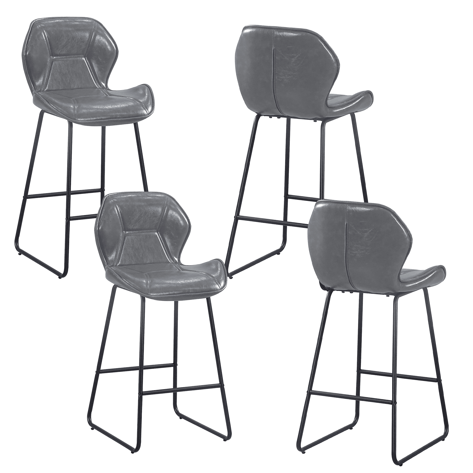 26 Inch PU Leather Dining Chairs, Counter Height with Black Metal Legs ...