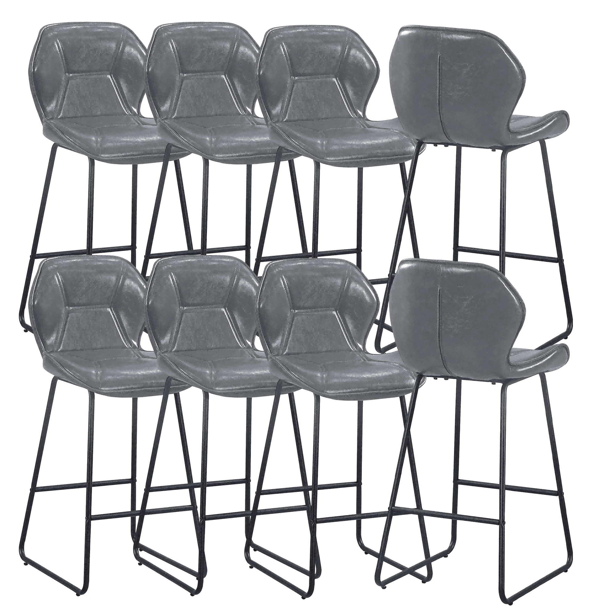 26 Inch PU Leather Dining Chairs, Counter Height with Black Metal Legs ...