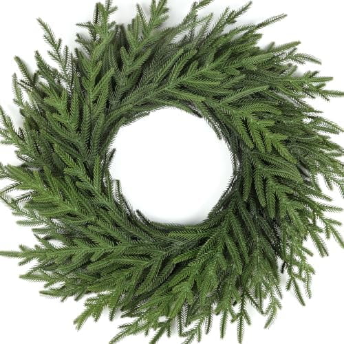 26 Inch Pine Wreath - Christmas Wreaths for Front Door - Real Touch ...
