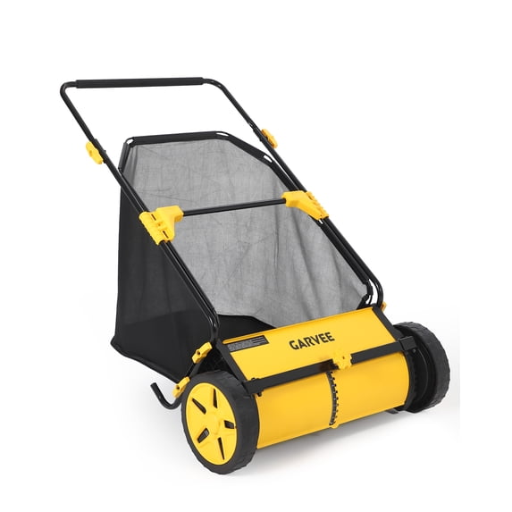 26 Inch Push Lawn Sweeper with Large 7 cu ft Collection Bag, Heavy Duty ...