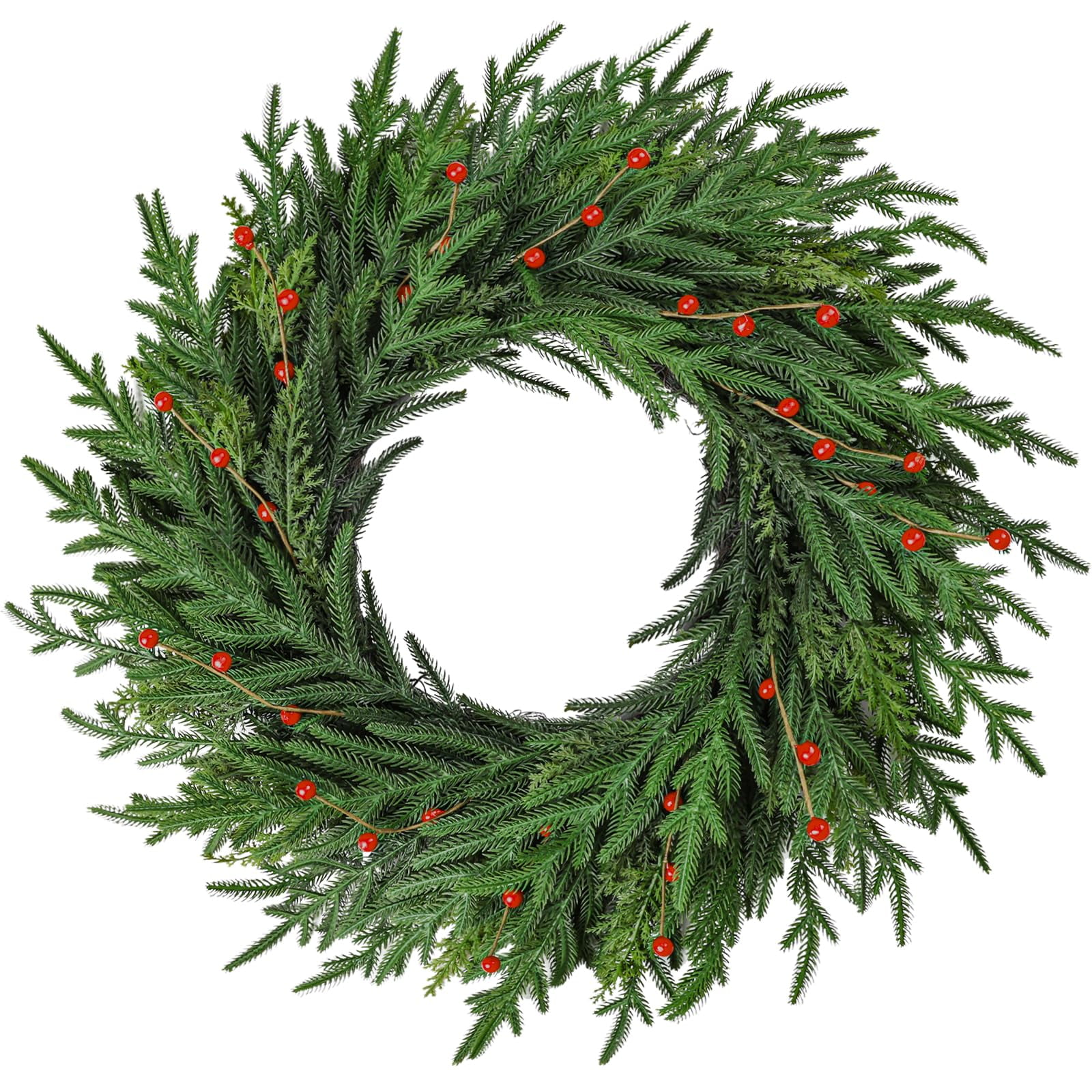26 Inch Real Touch Christmas Wreath,Thick and Lush,Soft Faux Cedar ...