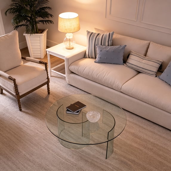26" Inch Round 1/2" Thick Clear Glass Table Top with Ogee Edge ...