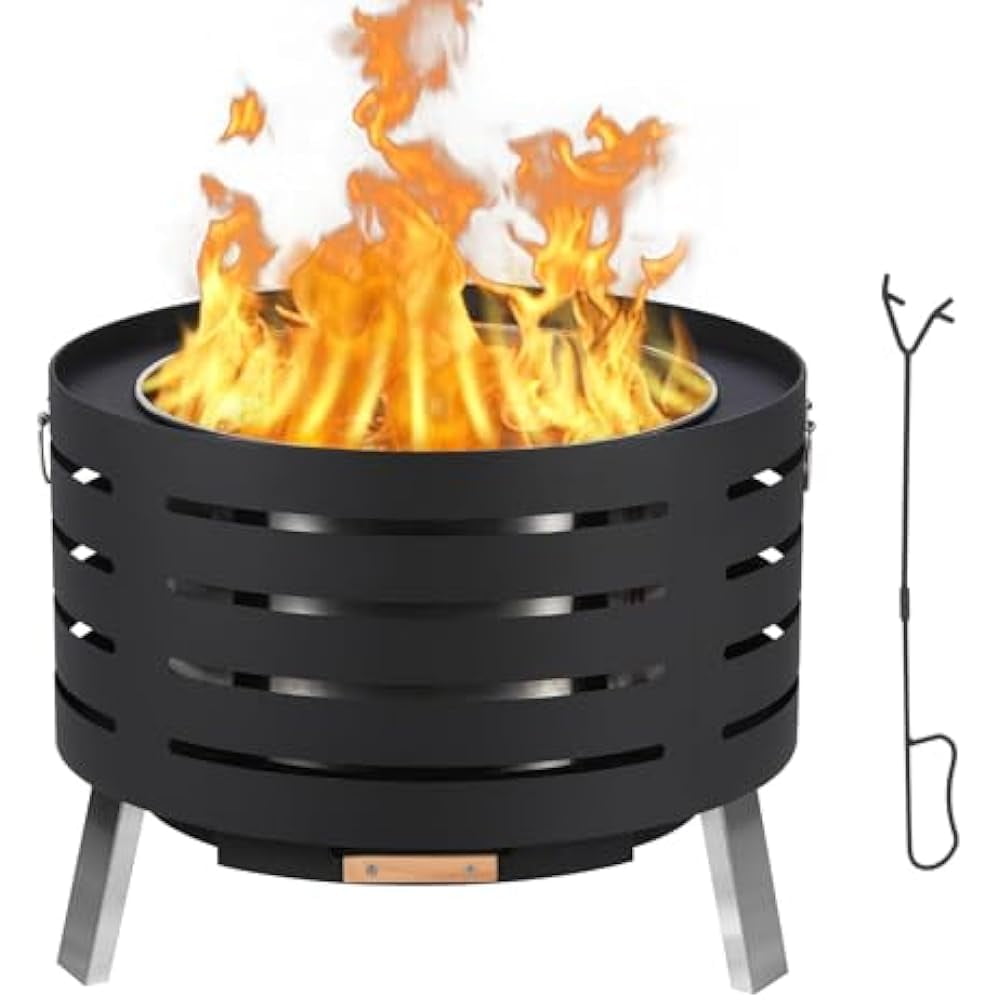 26 Inch Smokeless Fire Pit Outdoor Wood Burning Bonfire StovePortable ...