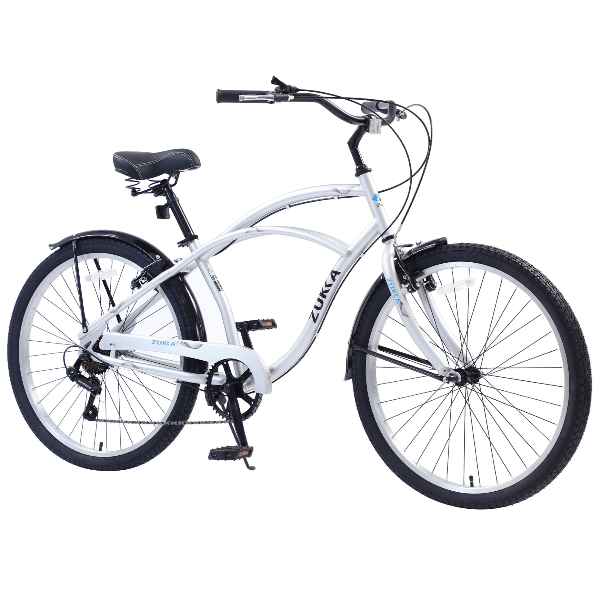 26-Inch Steel Frame Beach Cruiser Bike with Shimano 7-Speed for Adults ...