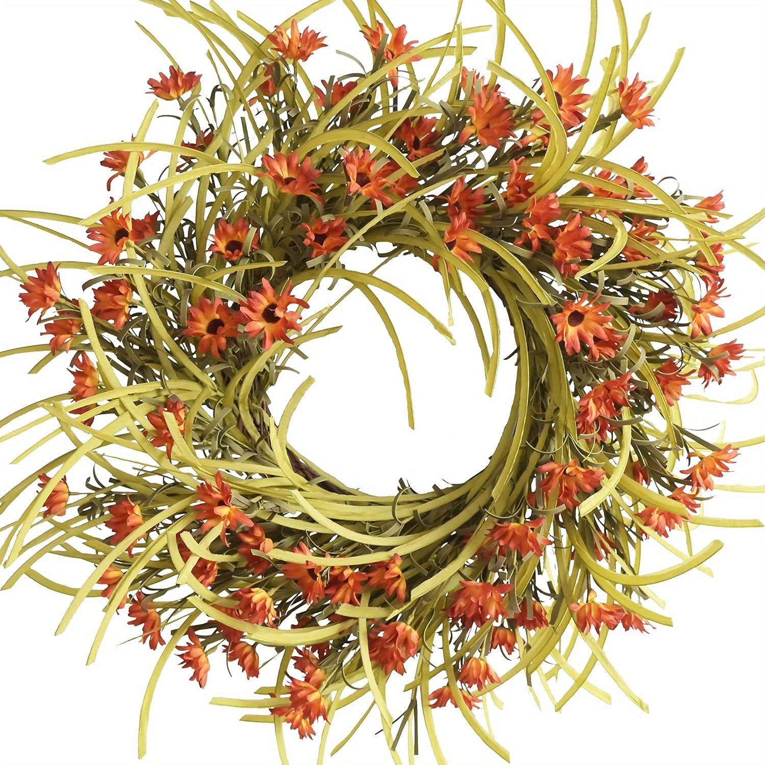 26 Inch Summer Front Door Wreath Daisy Wreaths Front Door Orange Cream ...