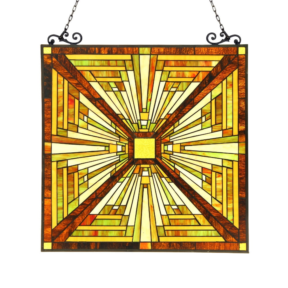 26 Inch Tiffany Style Glass Window Panel, Brown and Yellow - Walmart.com