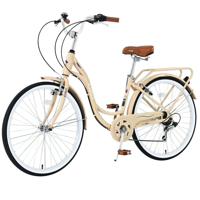 26 Inch Women's Beach Cruiser Bike with Rear Rack 7 Speeds Commuter ...
