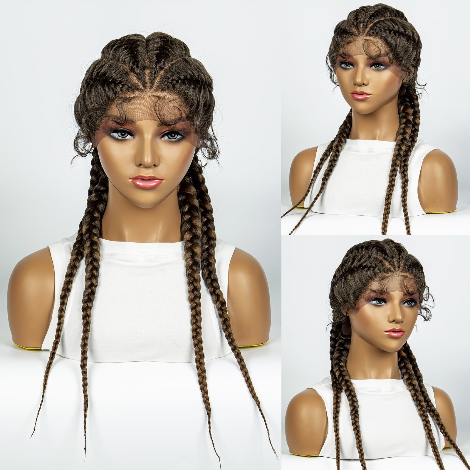 26 Inches Synthetic Lace Front Wigs Braided Wigs Lace Front Dutch Twins ...