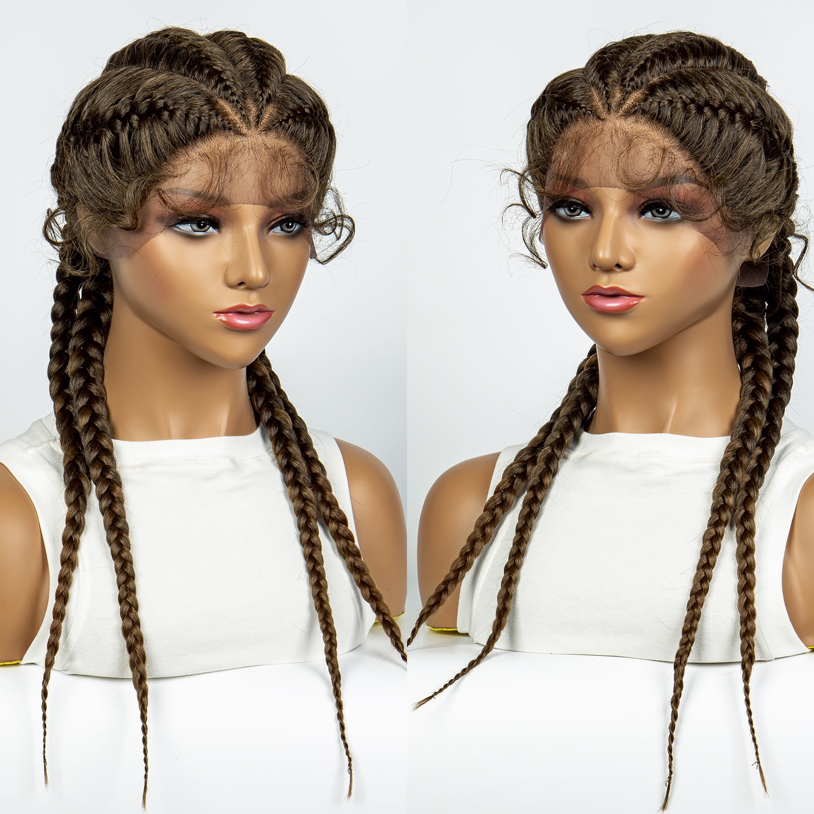 26 Inches Synthetic Lace Front Wigs Braided Wigs Lace Front Dutch Twins ...