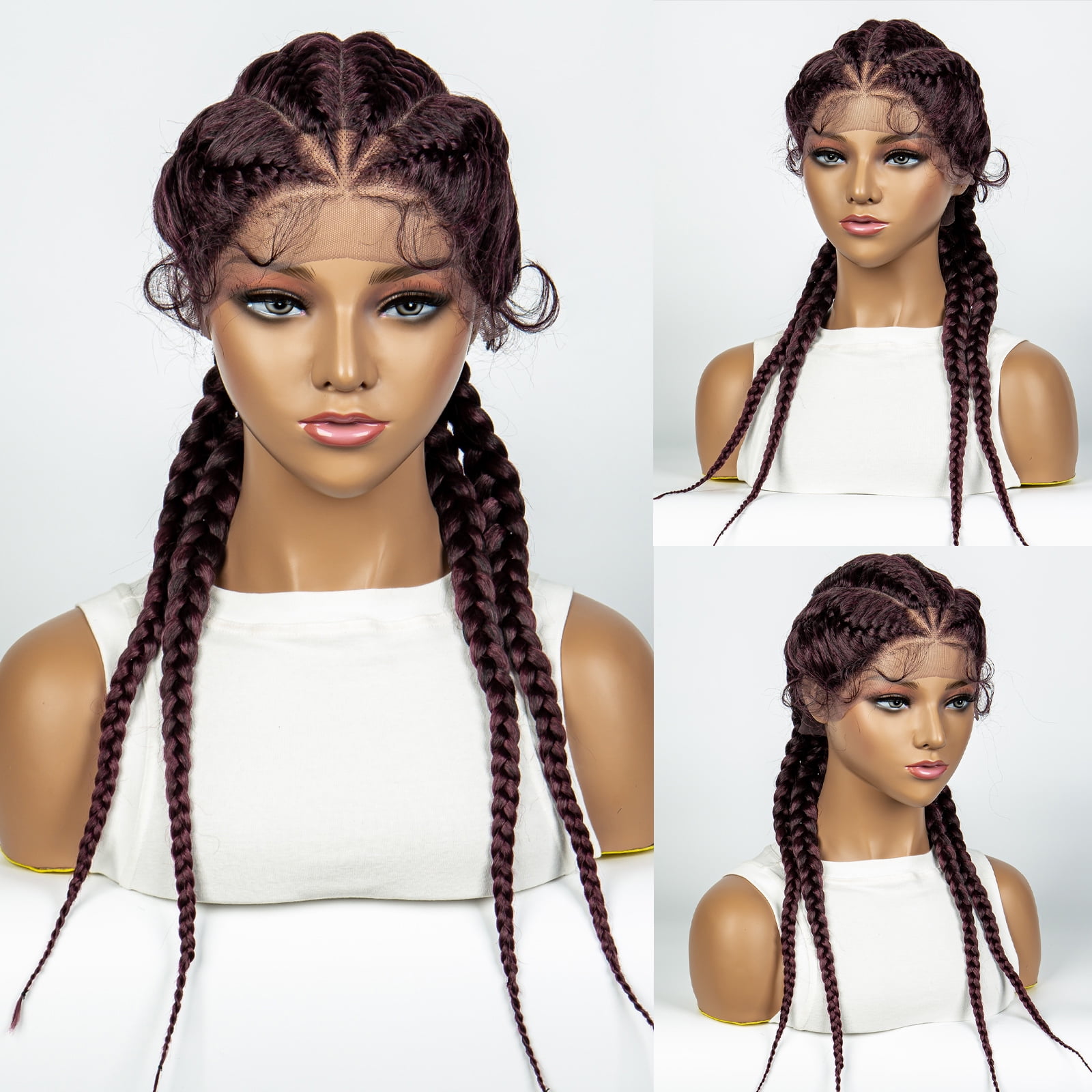 26 Inches Synthetic Lace Front Wigs Braided Wigs Lace Front Dutch Twins ...