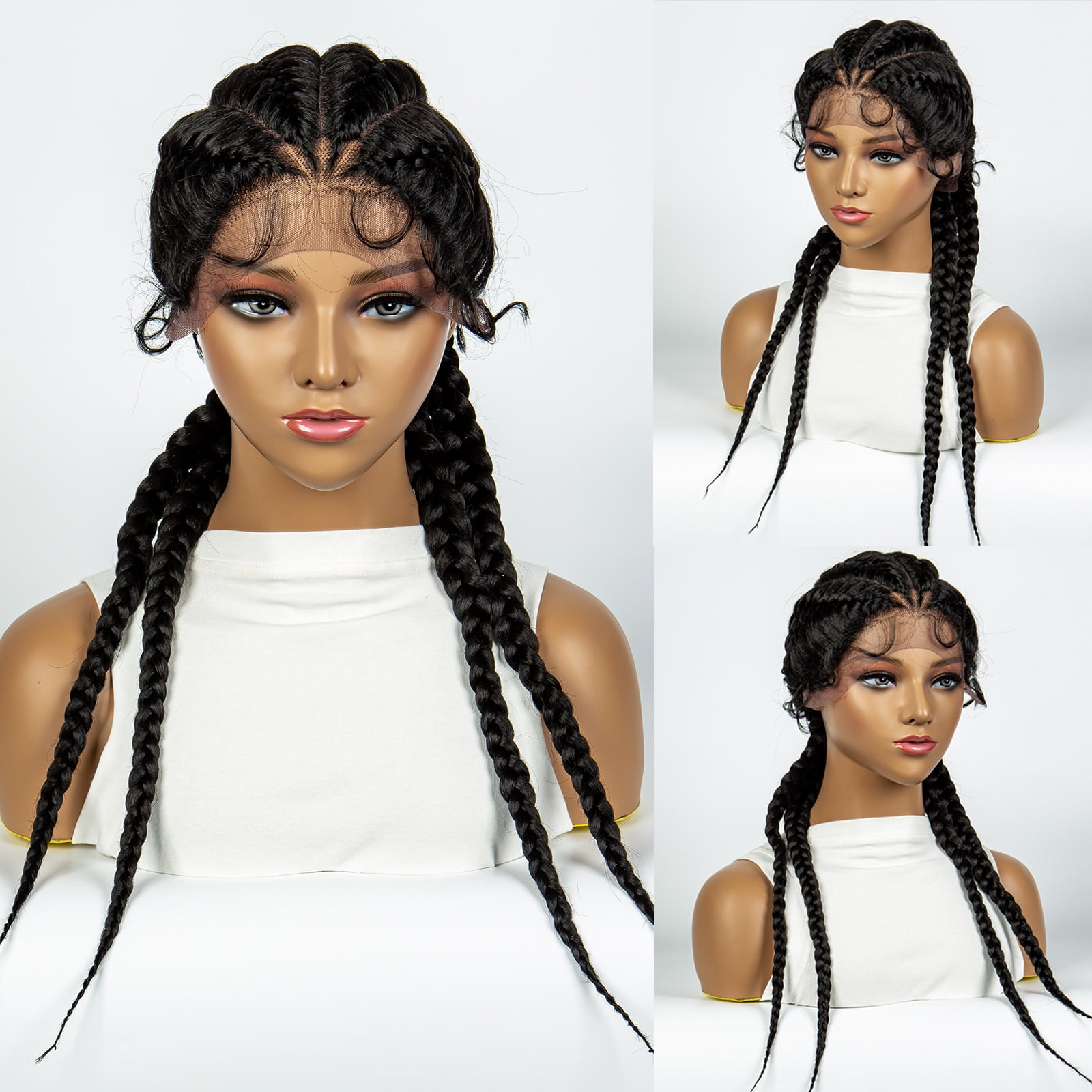 26 Inches Synthetic Lace Front Wigs Braided Wigs Lace Front Dutch Twins ...