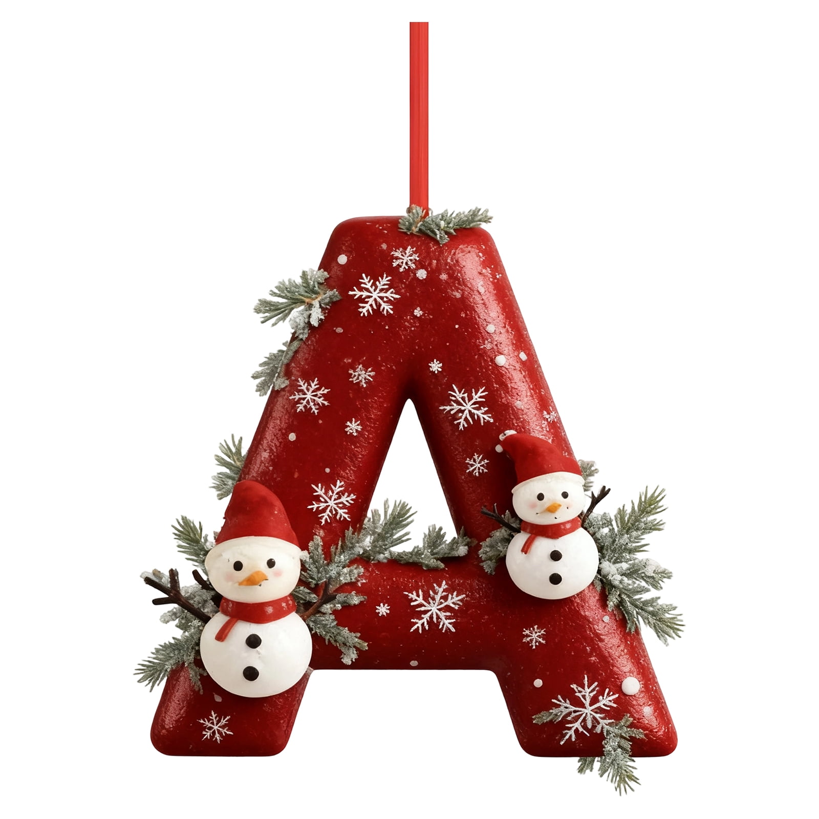 26 Initial Letter Christmas Ornaments for Christmas Tree, 3 Inch 2D ...