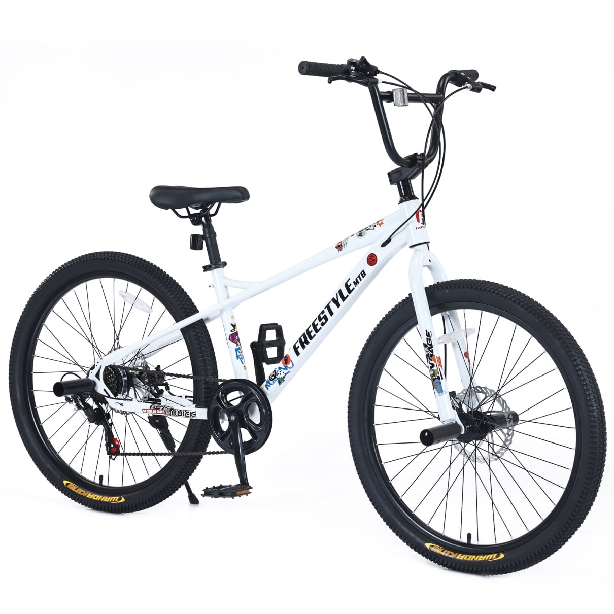 26" Kids Bike, Modern 7 Speed Beach Cruiser Bicycle with Double Disc ...