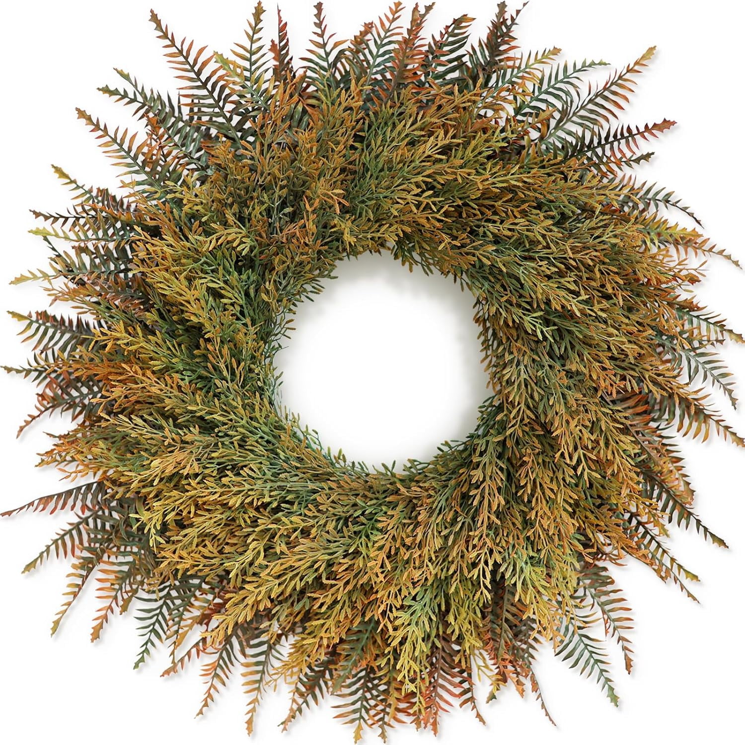 26'' Large Fall Wreath for Front Door, Porch, Window- Artificial Fern ...