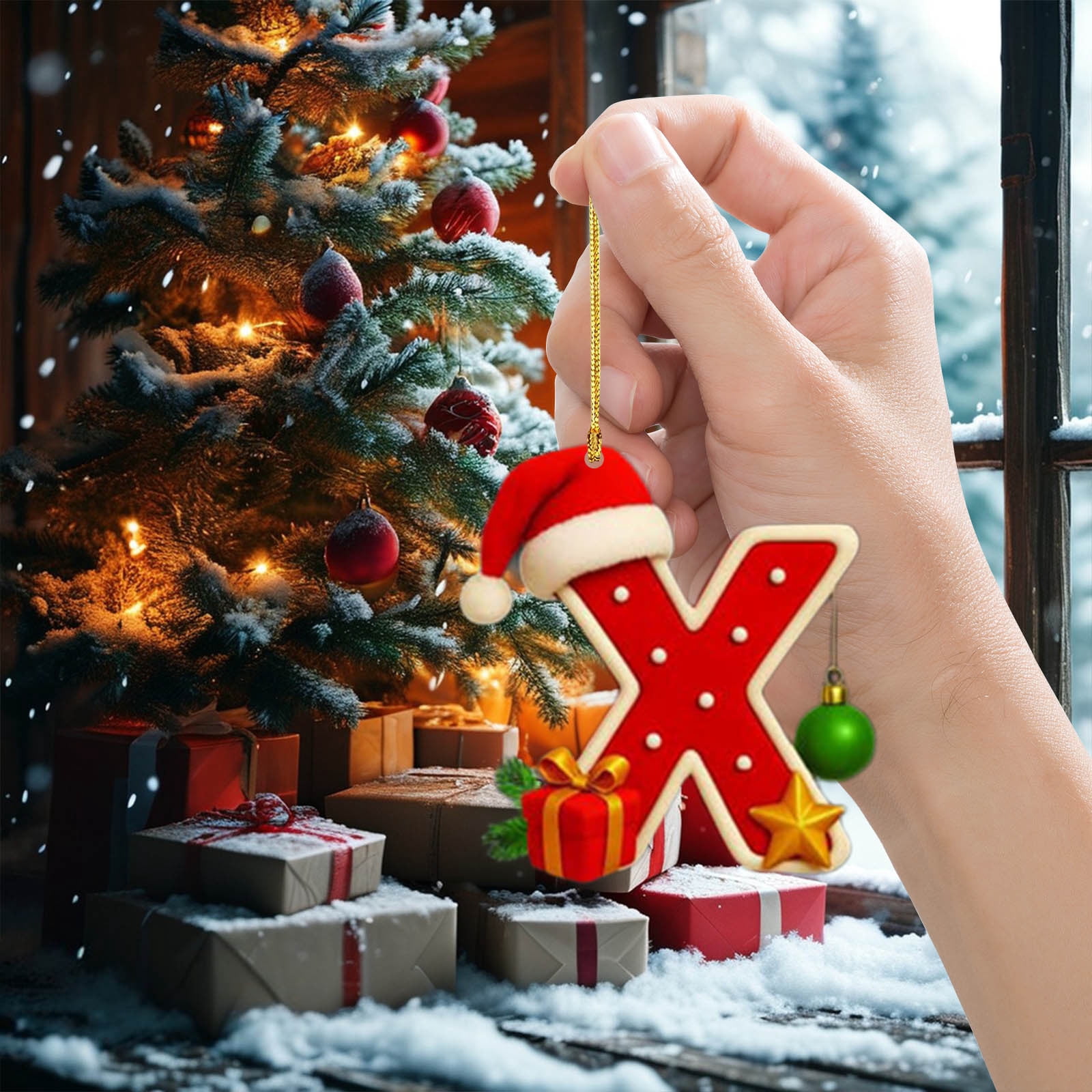 26 Letter 2D Acrylic Christmas Tree Pendants - Personalized Initial ...