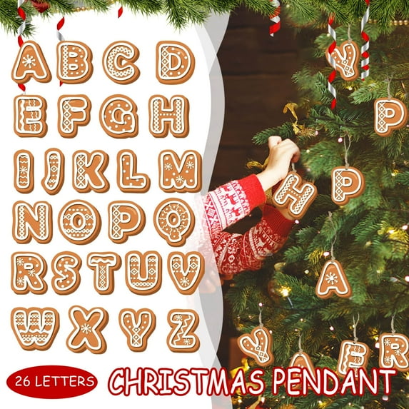 26 Letter 2D Flat Acrylic Christmas Letter Hanging Ornaments ...