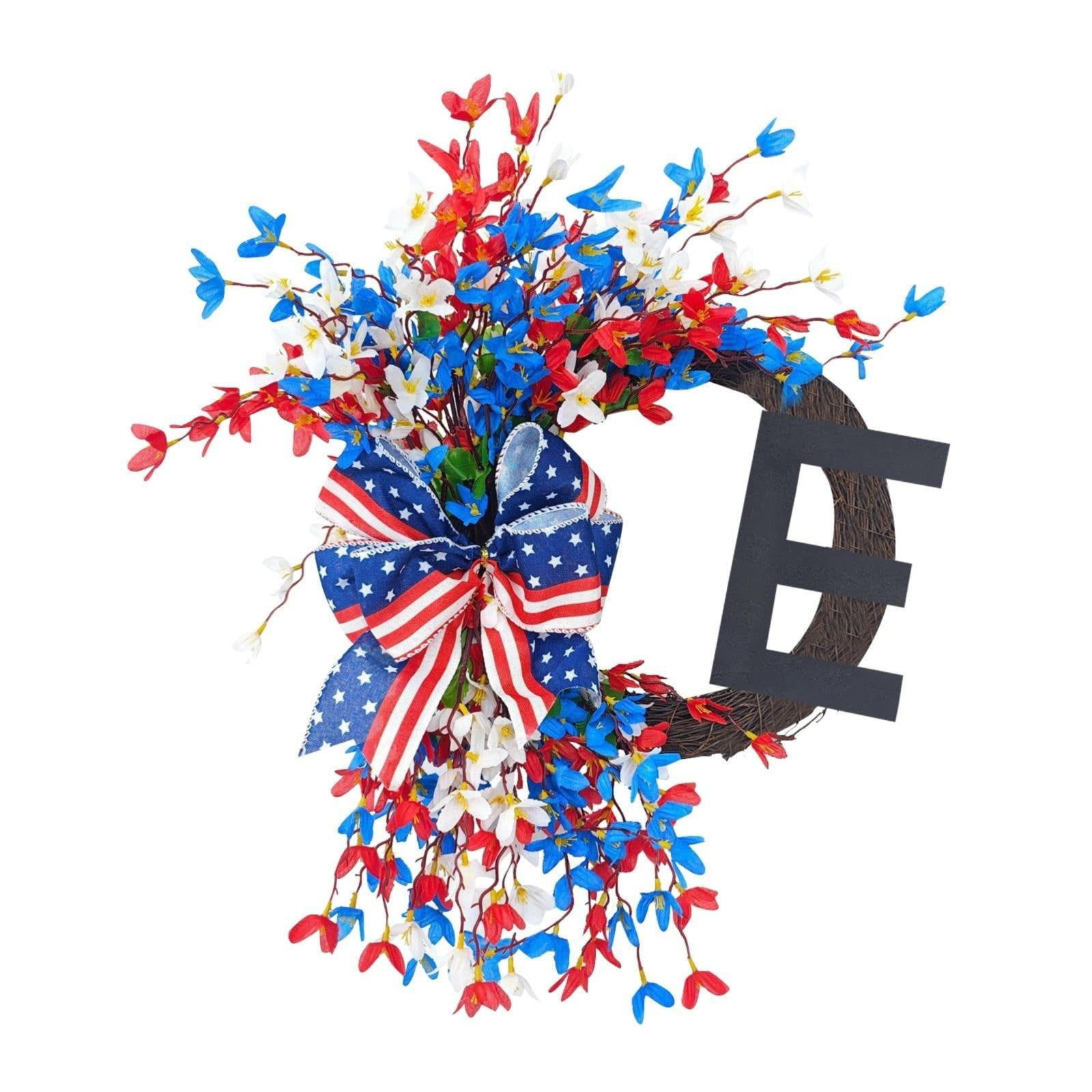 26 Letter 4th Of July Wreaths Farmhouse Surname Alphabet Patriotic ...