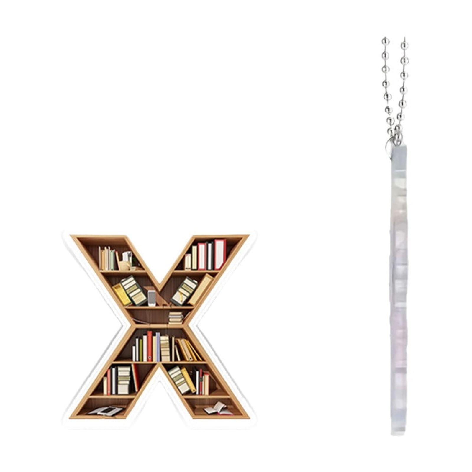 26-Letter Acrylic Keychain – Bookshelf Alphabet Pendant for Keys, Bags ...