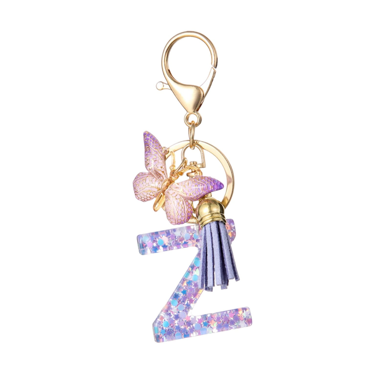 26-Letter Butterfly Tassel Keychain, Elegant Fashion Pendant, Multi ...