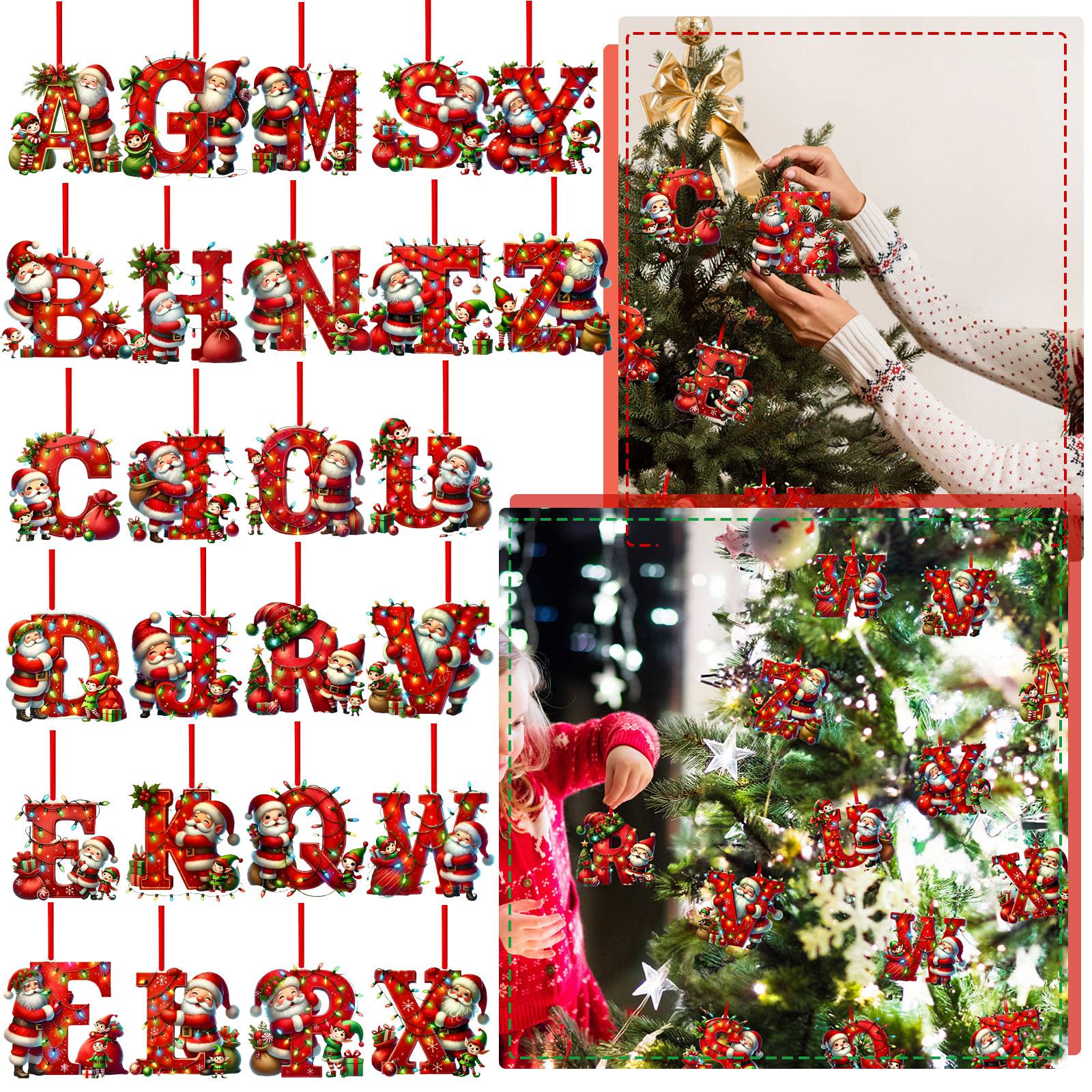 26 Letter Christmas Acrylic Ornaments 2D Flat Q-Shaped Hanging ...