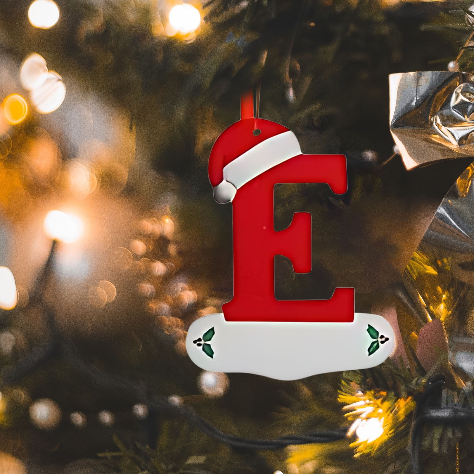 26 Letter Christmas Hat Pendants - 3.93X2.95in Red/White PVC Ornaments ...
