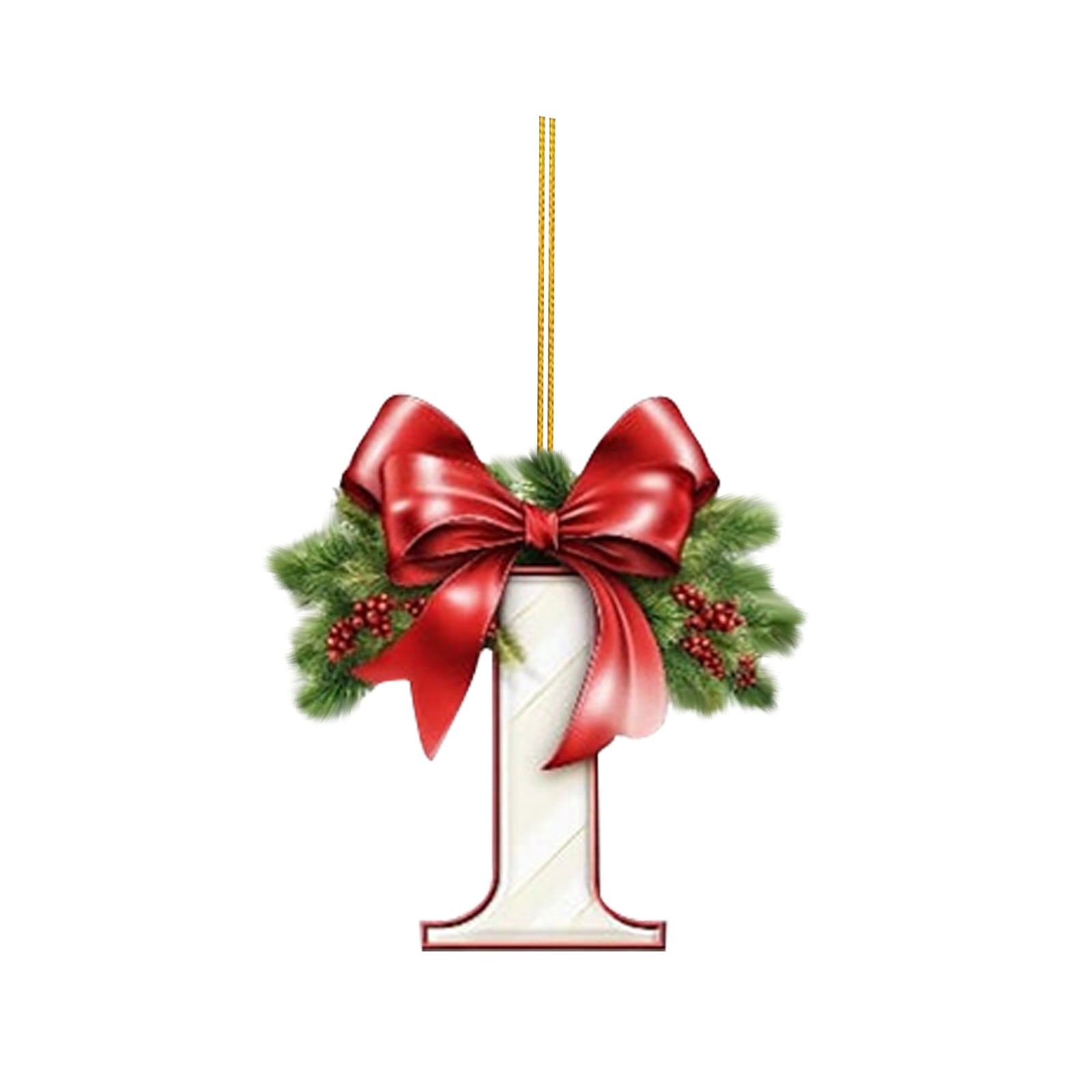 26 Letter Christmas Ornaments with Swan Bow, 2D Flat Acrylic ...