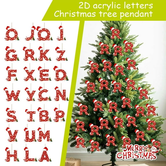 26 Letter Christmas Tree Hanging Ornaments Personalized 2D Flat ...