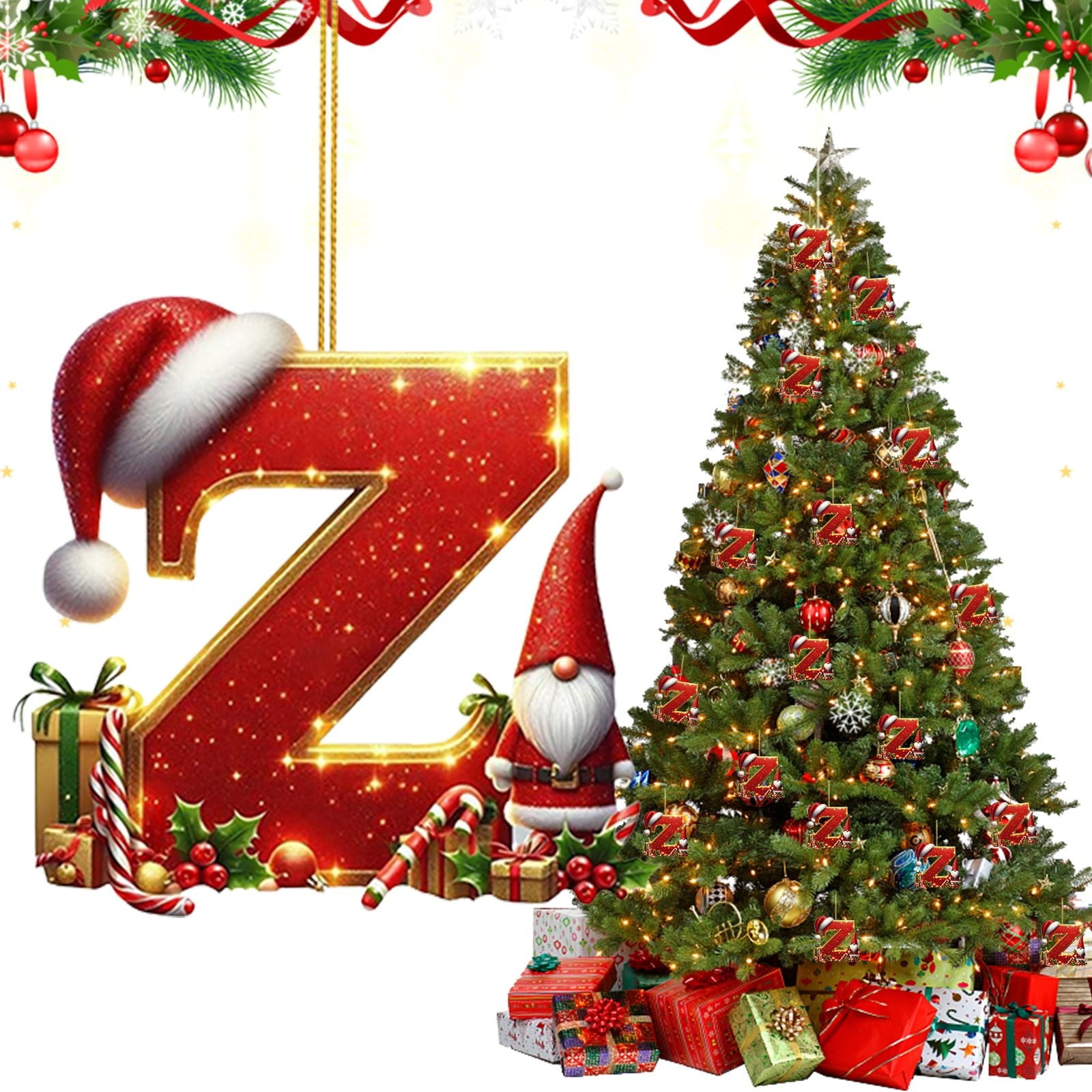 26 Letter Christmas Tree Hanging Pendant, 2025 Christmas Letters ...