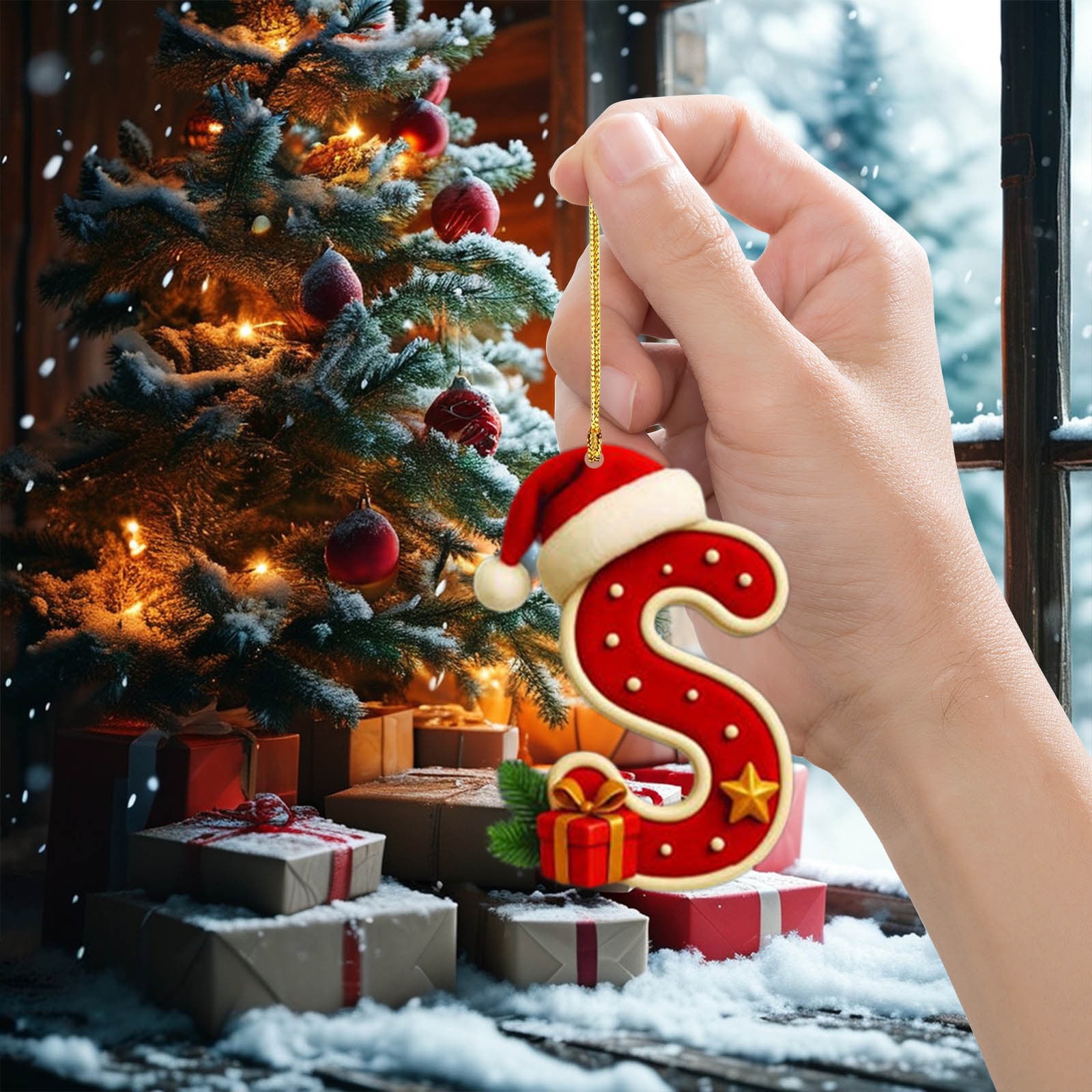 26 Letter Christmas Tree Hanging Pendant, 2025 Christmas Letters ...
